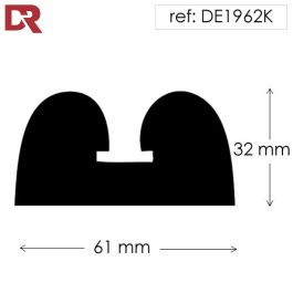 SOLID DOUBLE D SHAPE RUBBER FENDER WITH METAL INSERT DE1962K
