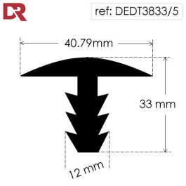 Rubber T Section with ribs on leg for additional grip.